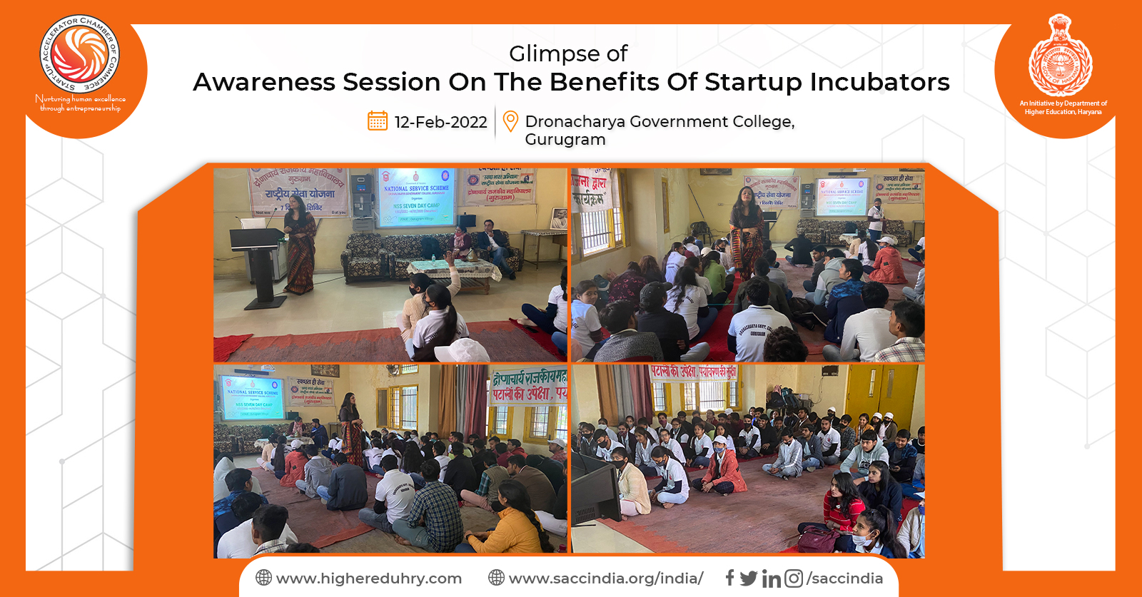 Awareness Session on The Benefits of Startup Incubator, Gurugram - SACC ...